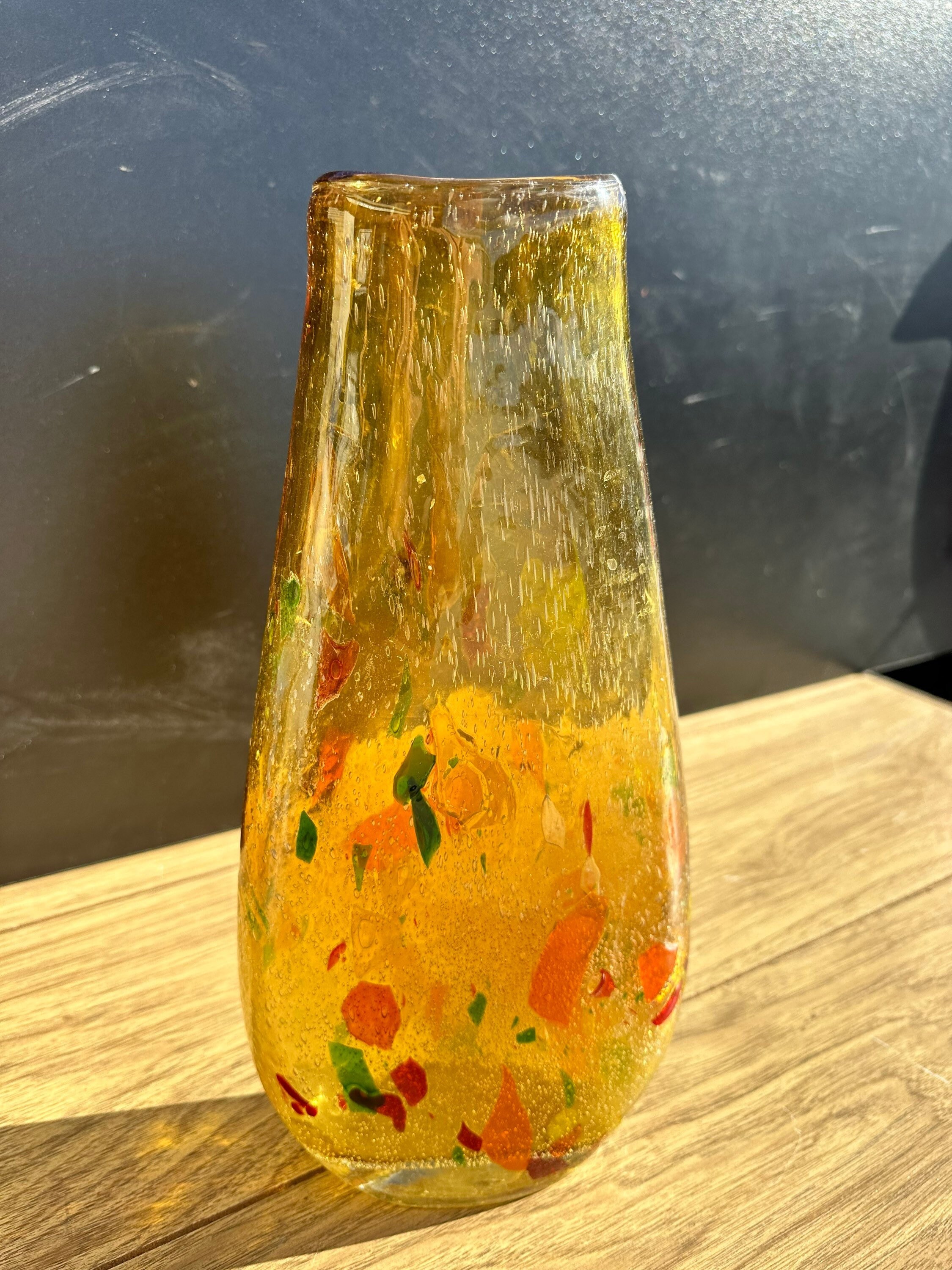 Spatter Glass Vase Art Glass Vase Hand Blown Vintage Glass - Etsy