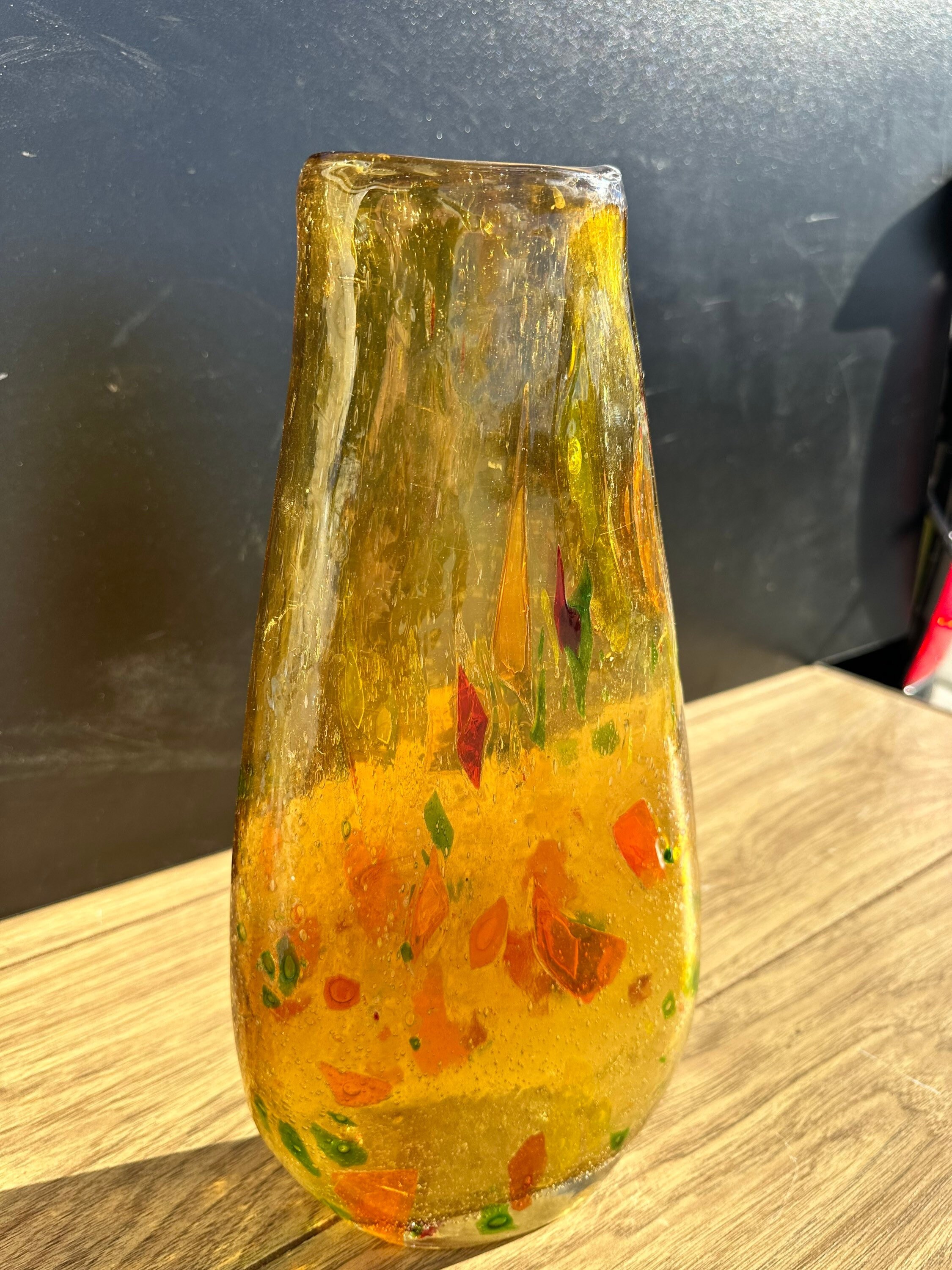 Spatter Glass Vase Art Glass Vase Hand Blown Vintage Glass - Etsy