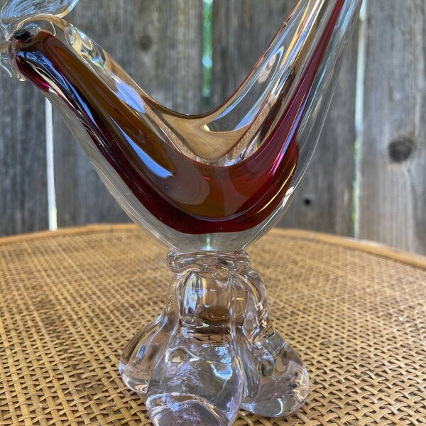 Red Glass Bird Figurine - Etsy