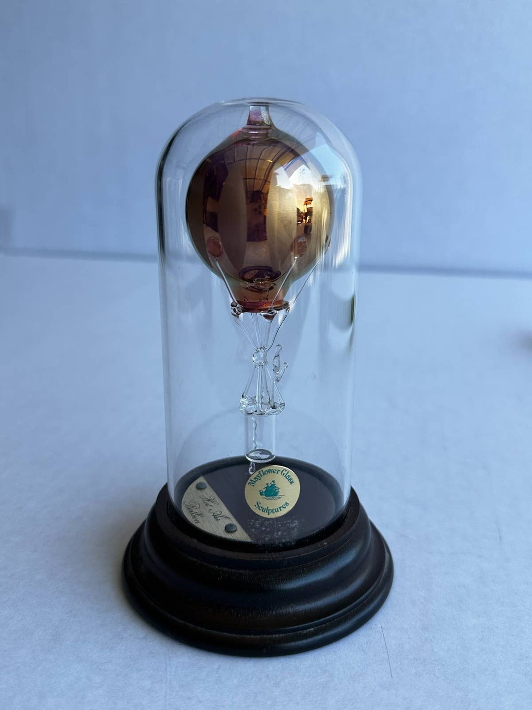Vintage MAYFLOWER GLASS Hot Air Balloon Sculpture Balloon Under Dome W ...