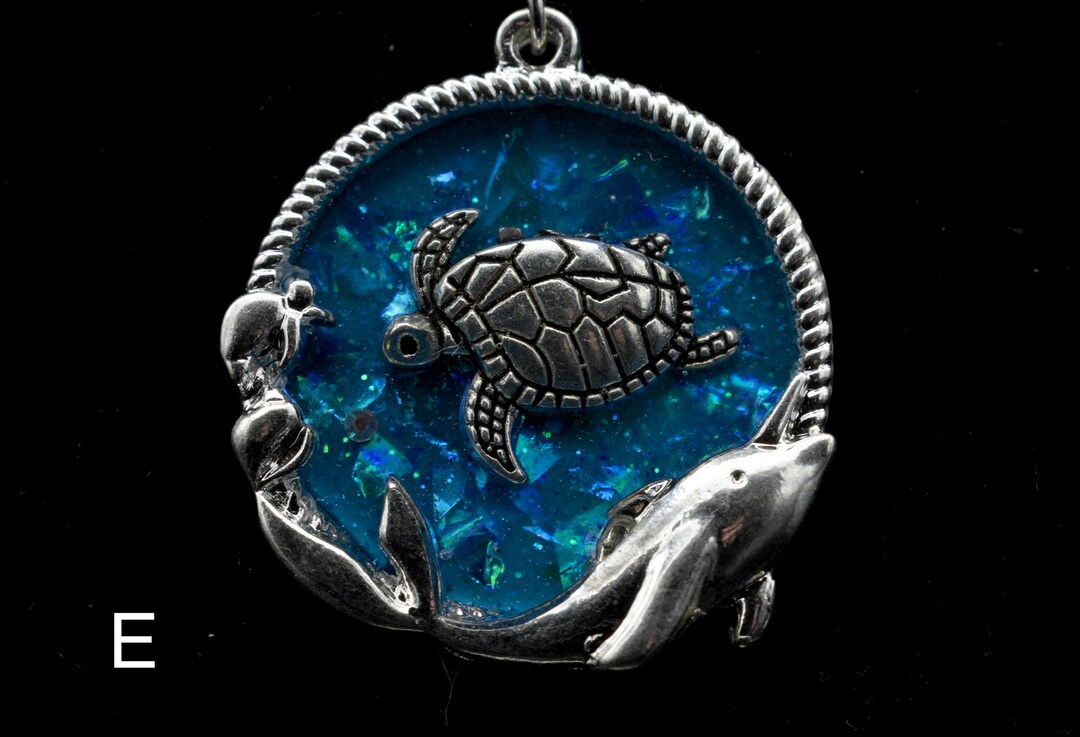 Capped Bezel Ocean Necklace, Ocean Animals Necklace, Under the Sea ...