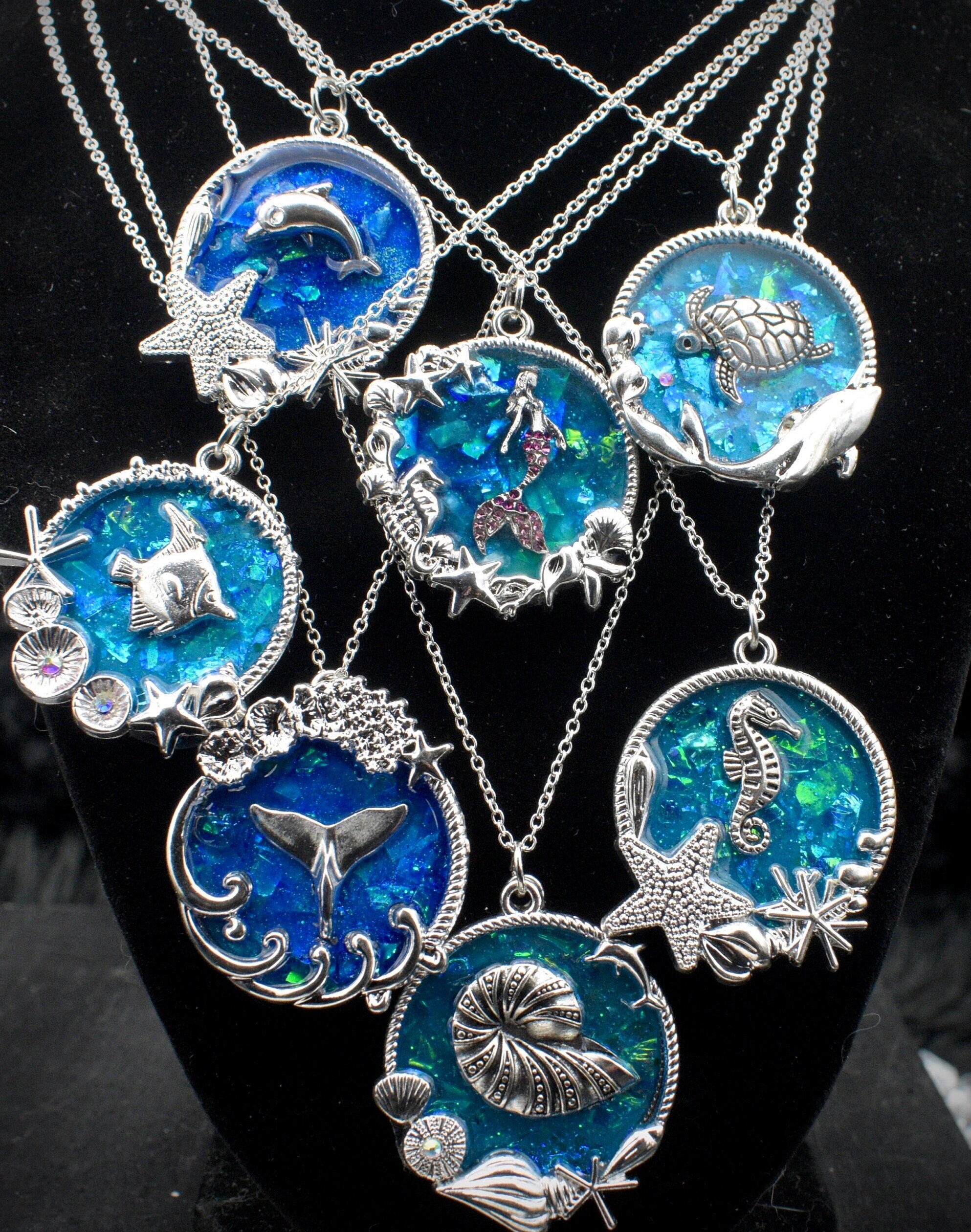 Capped Bezel Ocean Necklace, Ocean Animals Necklace, Under the Sea ...