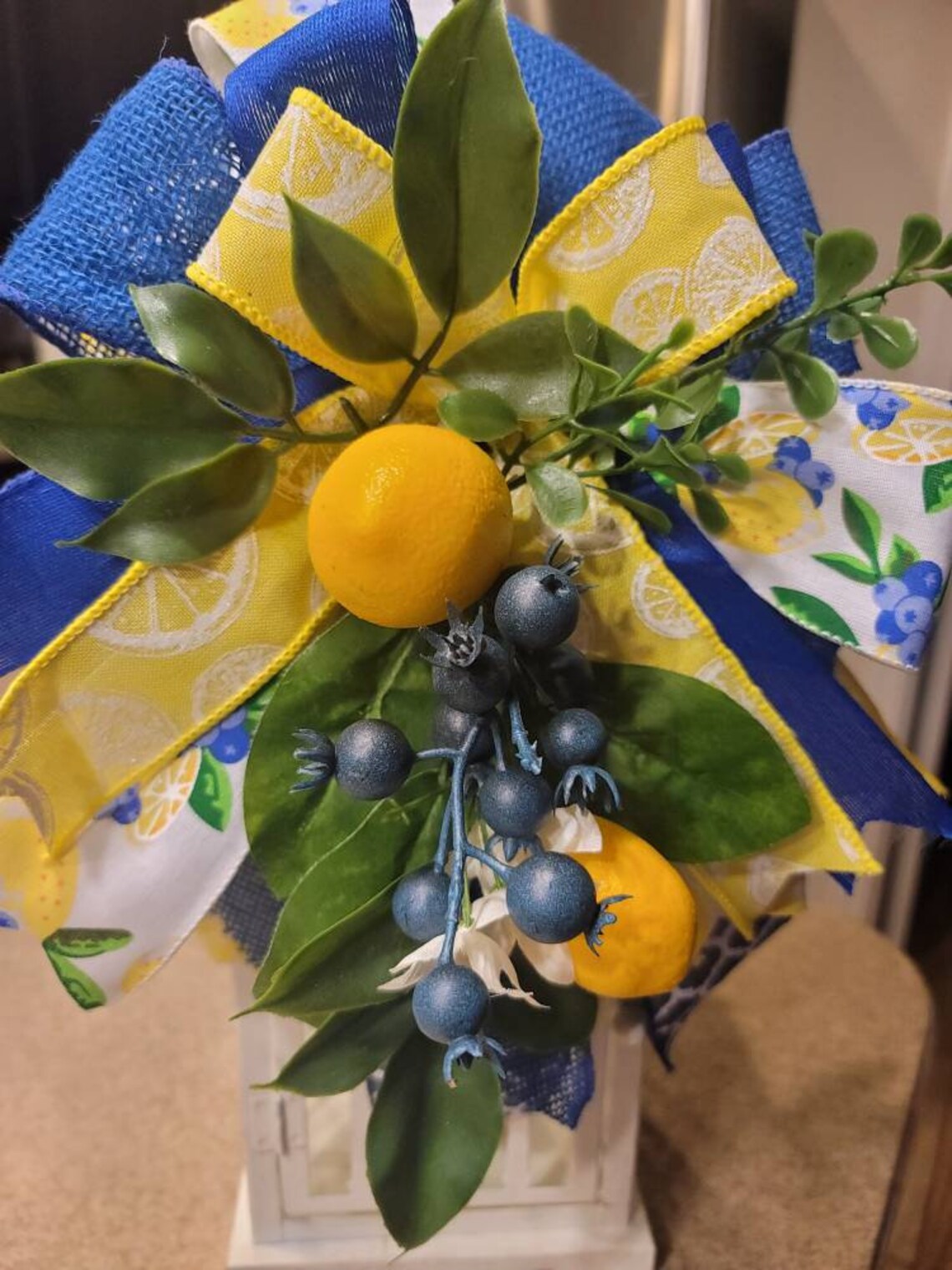 Blueberry Lemonade Wreath Bow Lemon Lantern Swag Bow Lemon Etsy