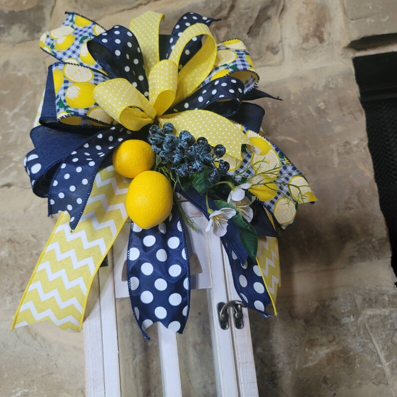 Blueberry Lemonade Wreath Bow Lemon Lantern Swag Bow Lemon - Etsy