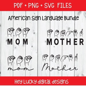 ASL Mom/mother Bundle Digital Download Design, American Sign Language ...