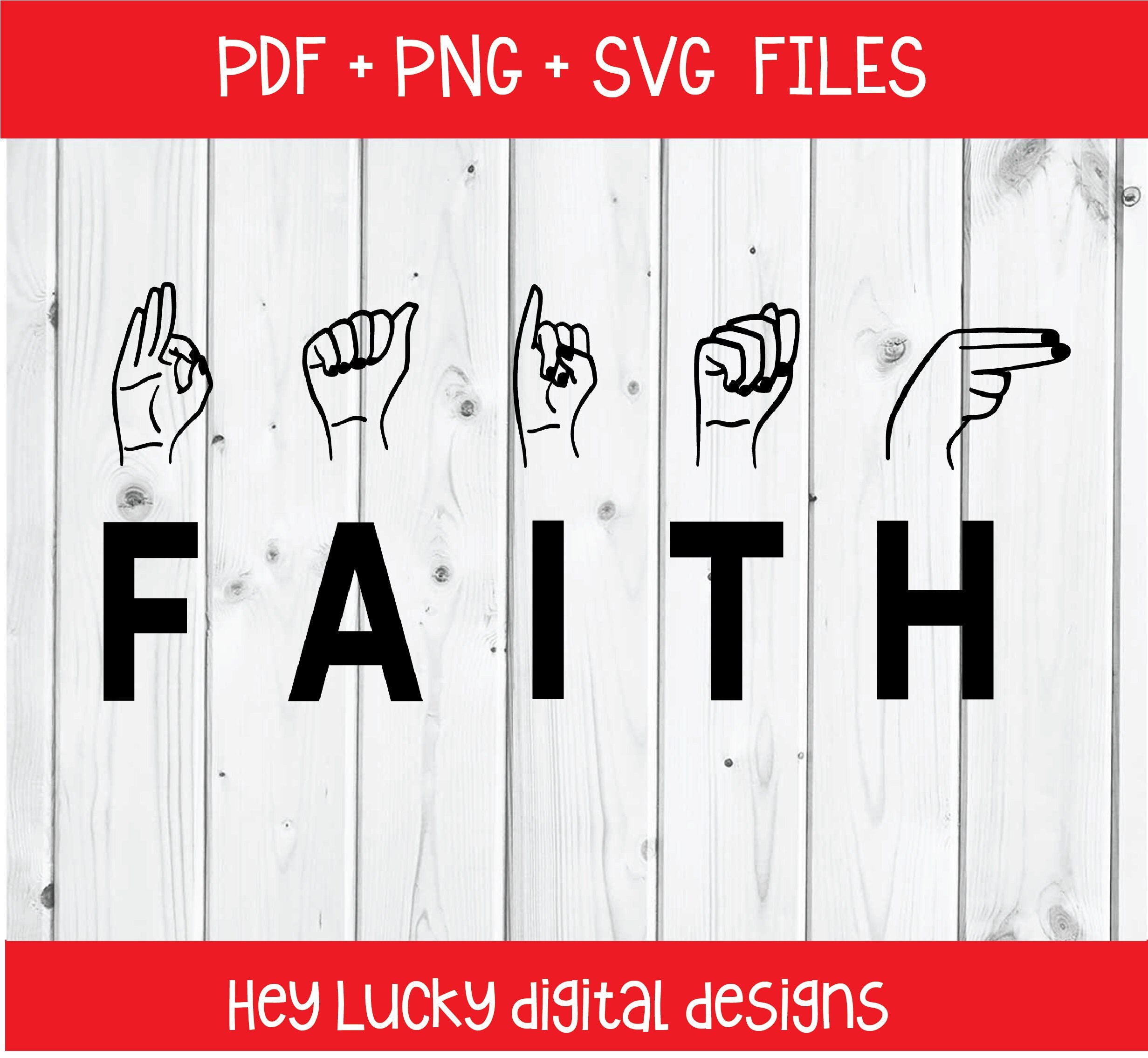 ASL Faith SVG Digital File, American Sign Language, Png, Pdf - Etsy Canada
