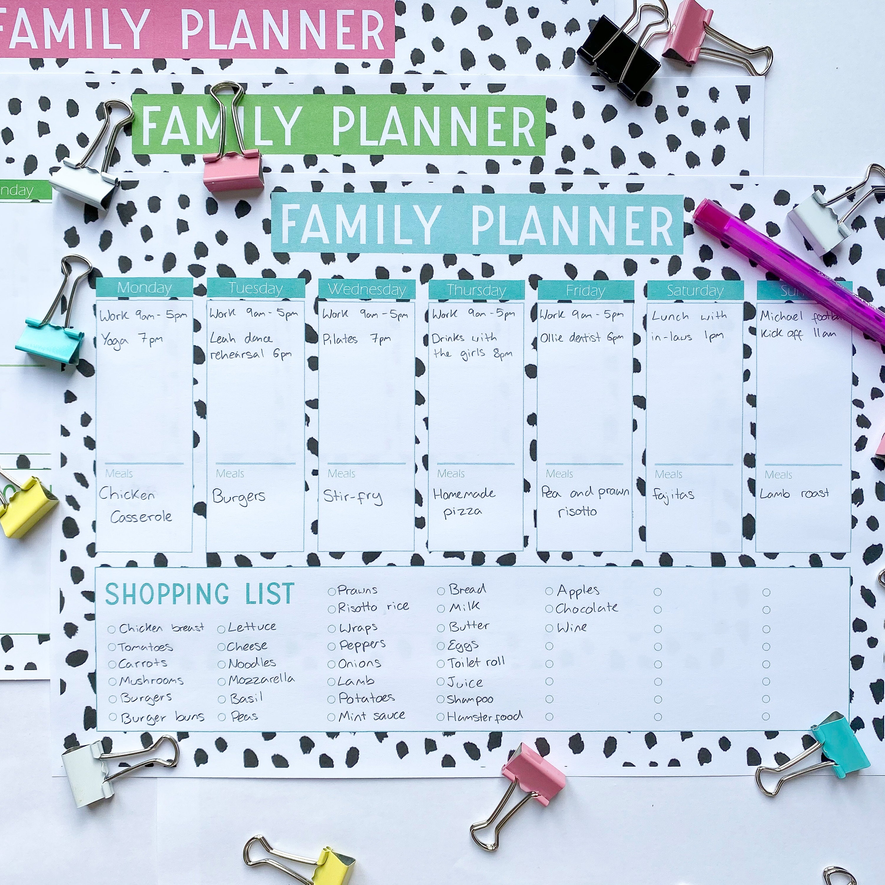 Printable Colourful Weekly Family Planner - Etsy