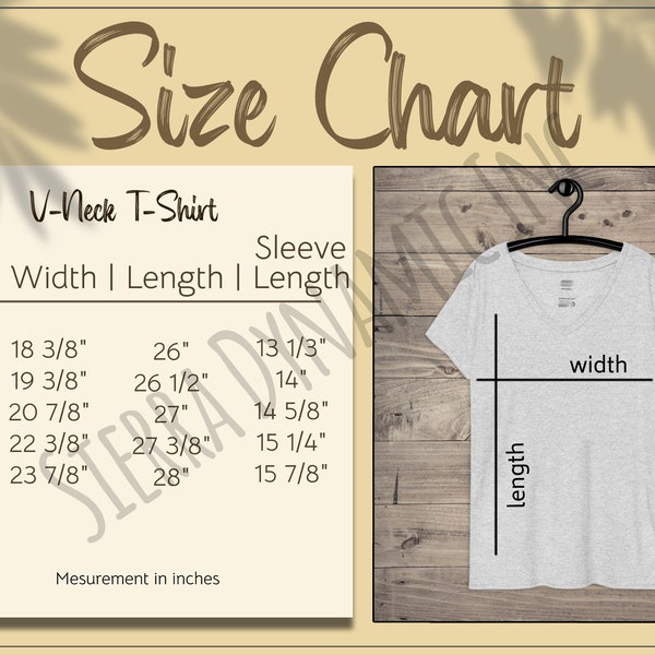 District T Shirt Sizing Chart - Etsy