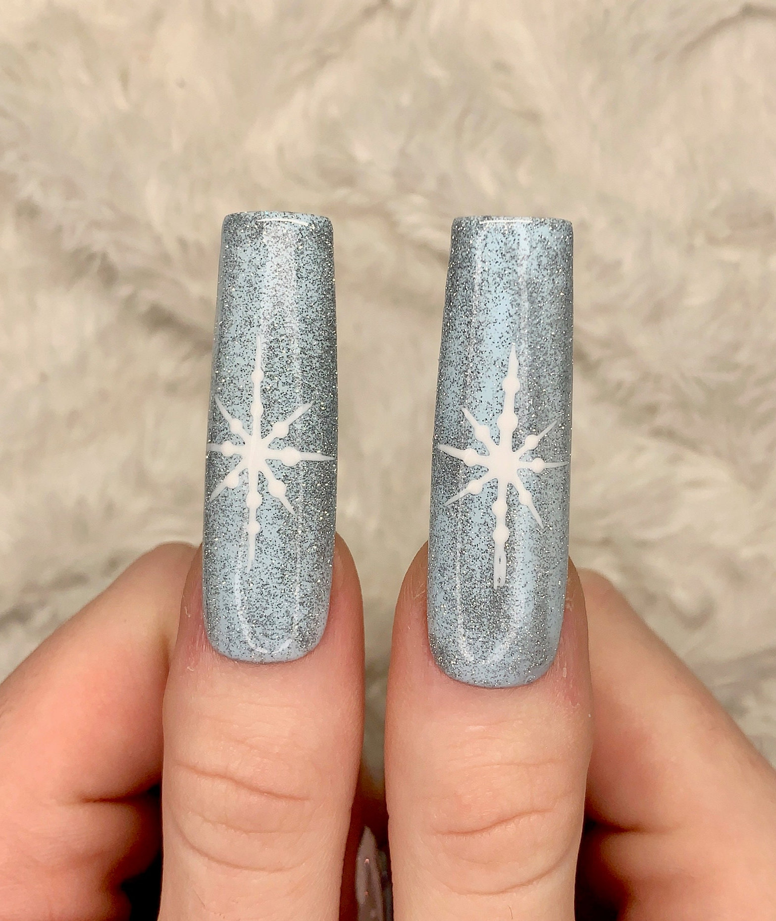 3d Icy Christmas Frozen Nails, Blue Elsa Press on Nails Canada, Holiday ...