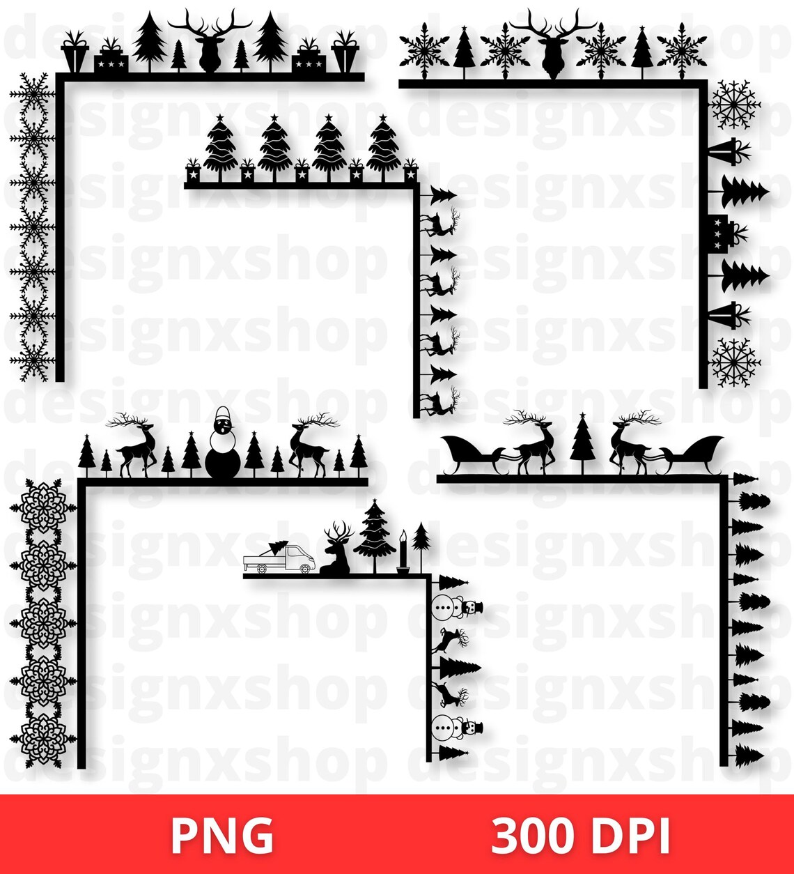Christmas Door Corners Svg, Christmas Scene Svg, Laser Cut, Christmas ...