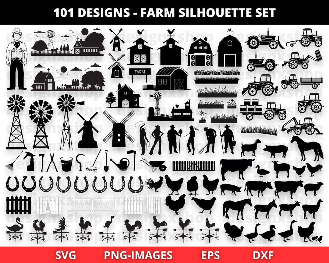Farm Svg, Farm Clipart, Farm Silhouette, Farm Life Svg, Farm Truck Svg ...