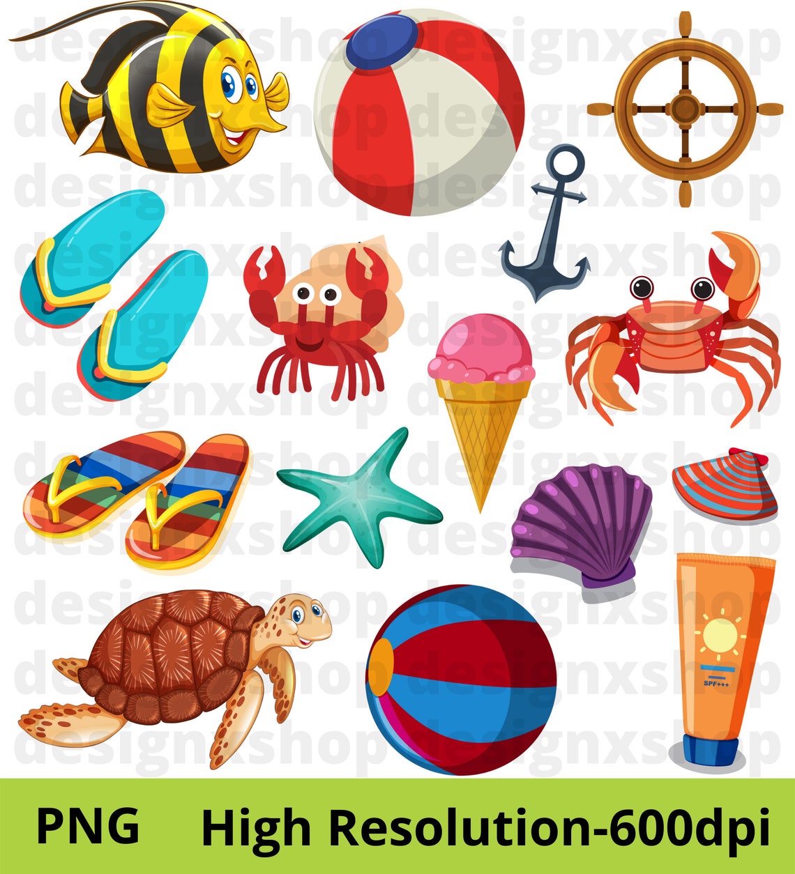 Summer Beach Clipart Summer Clipart Bundle Vacation Clipart - Etsy