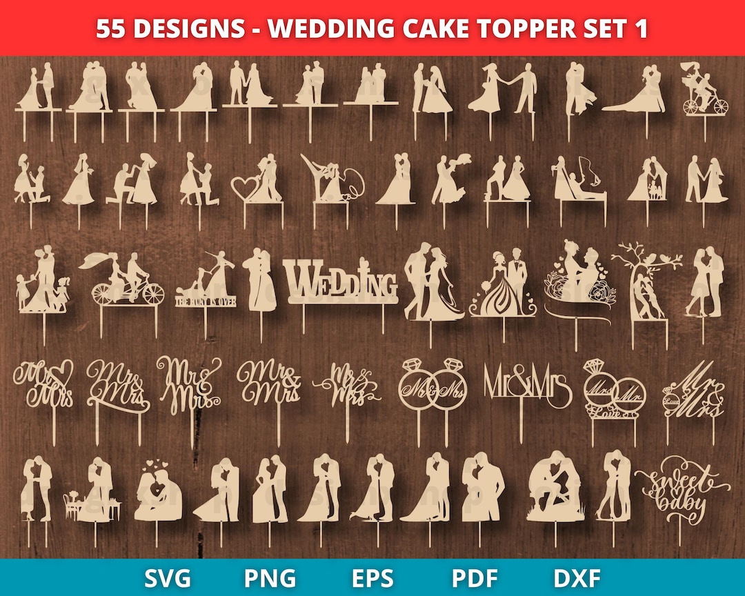 Wedding Cake Topper SVG, Mr & Mrs Couple Cake Topper, Bride and Groom ...