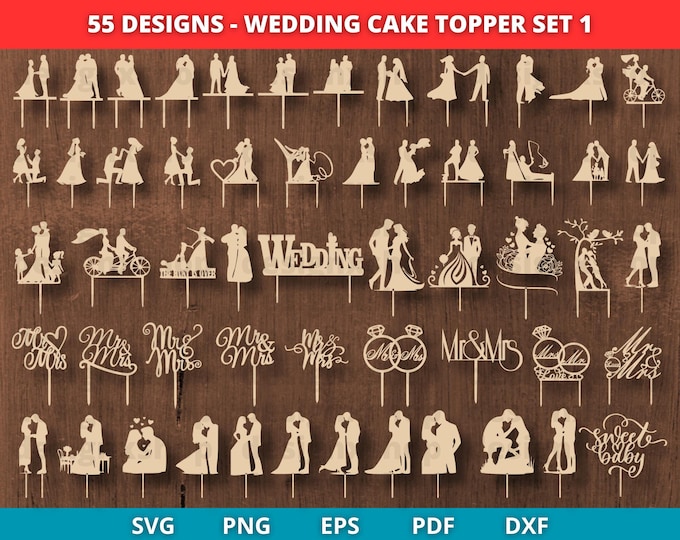 Love Cake Topper Svg, CNC Bride and Groom Cake Topper for Laser Machine ...