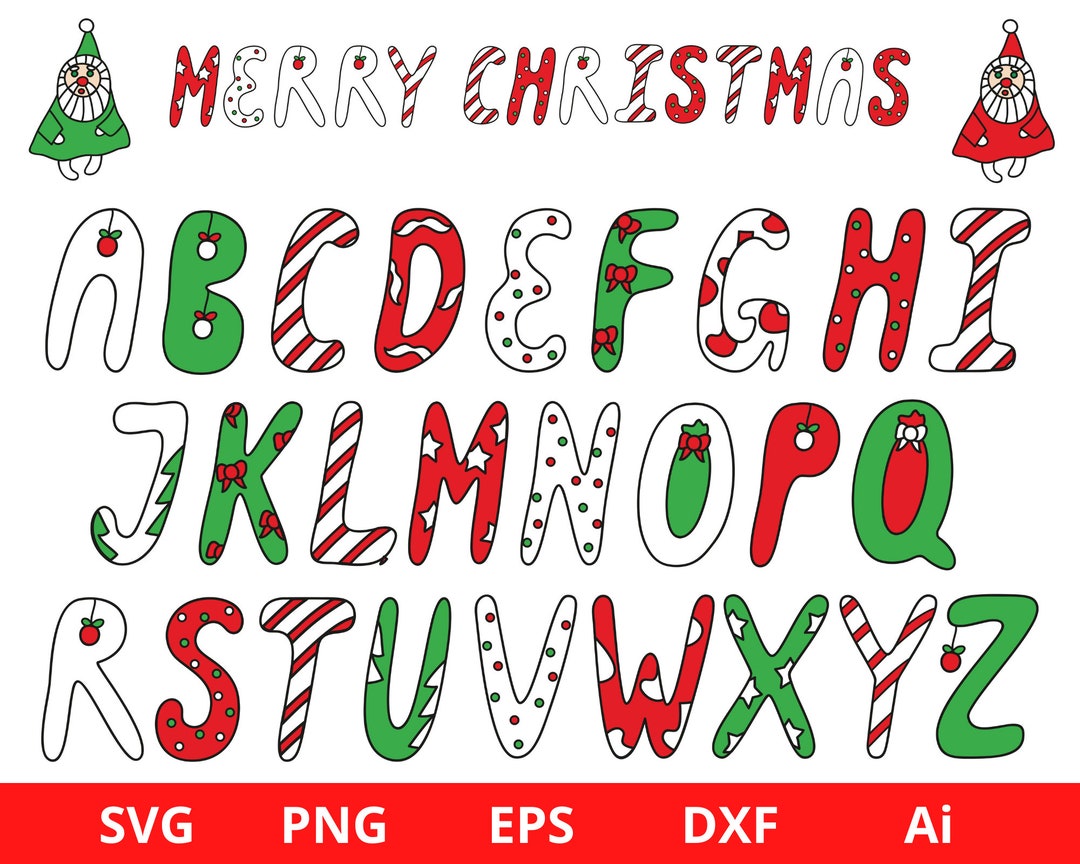 Christmas Alphabet Clipart Holiday SVG Letters Christmas - Etsy