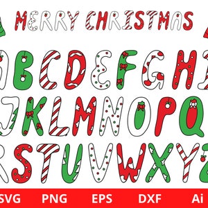 Christmas Alphabet Clipart, Holiday SVG Letters, Christmas Alphabet PNG ...