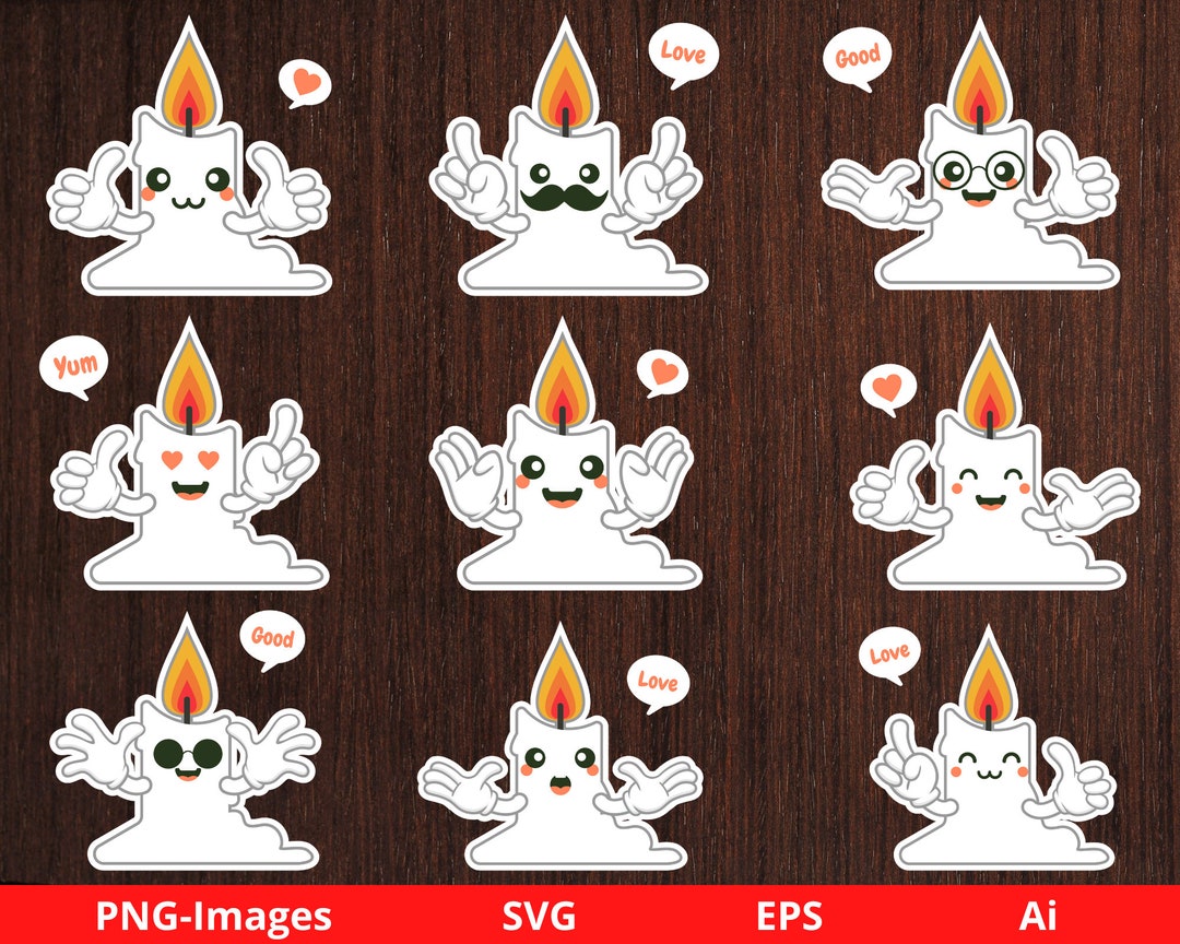 Kawaii Candle Characters Clipart, Candle Svg, Kawaii Candle Svg, Candle ...