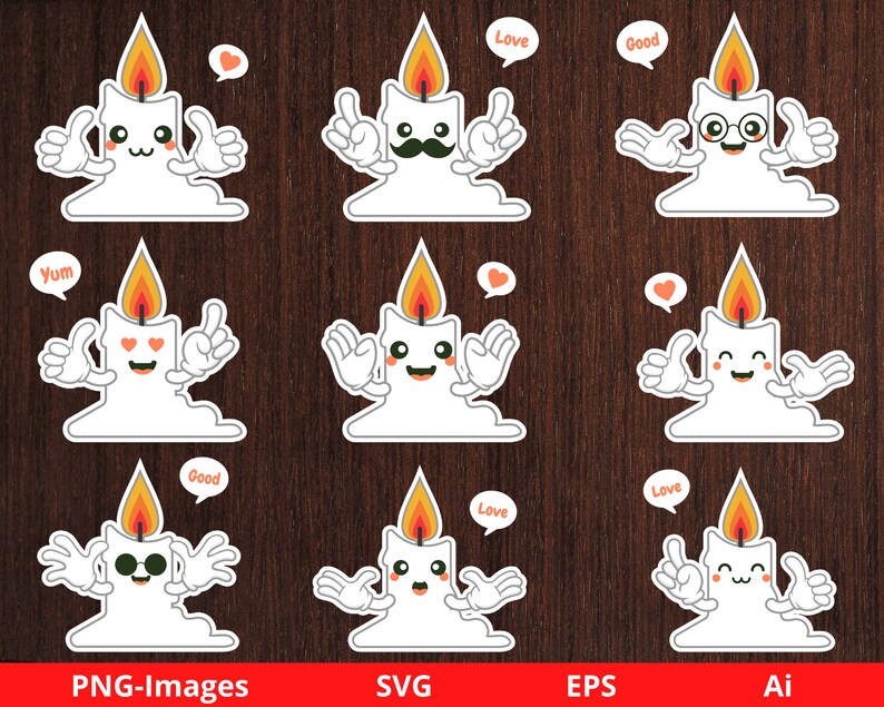 Kawaii Candle Characters Clipart Candle Svg Kawaii Candle - Etsy
