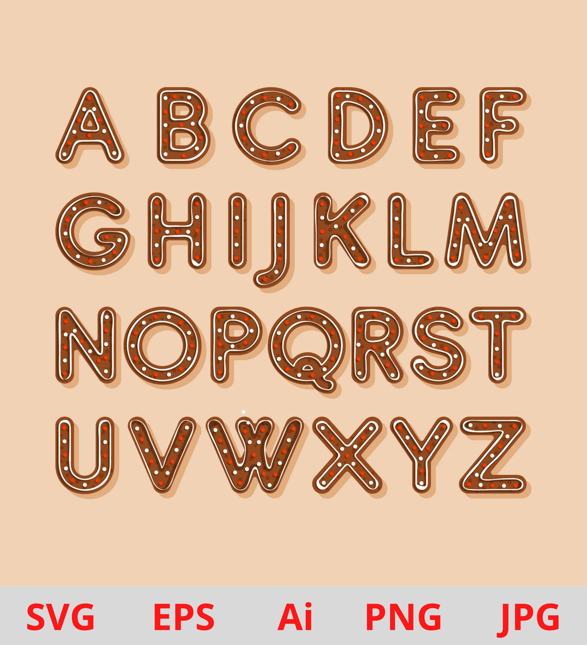 Printable Digital Alphabet Letters Gingerbread Alphabets | Etsy Canada