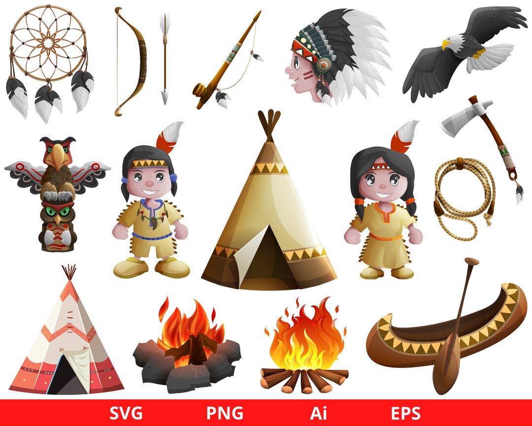 Cute Native American Clipart, Dream Catcher Clipart, Cute Indian Tribal ...