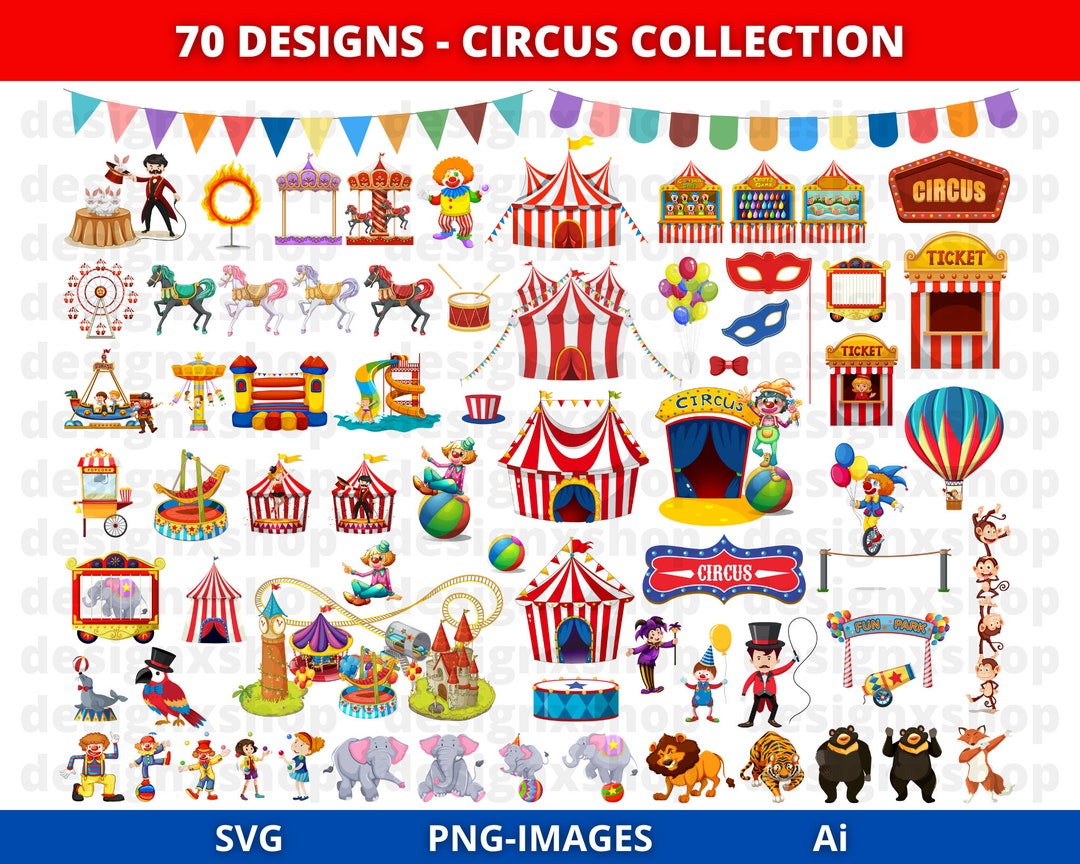 Circus Clipart, Circus Printable , Circus PNG and SVG, Carnival Clip ...