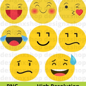 Emoji Clipart: 48 Smiley Face SVG & PNG Bundle (digital Download) - Etsy
