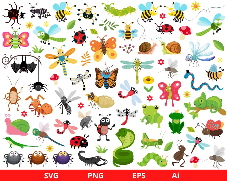 Bugs Clipart Insects Clipart Butterfly Clipart Bugs Clipart - Etsy