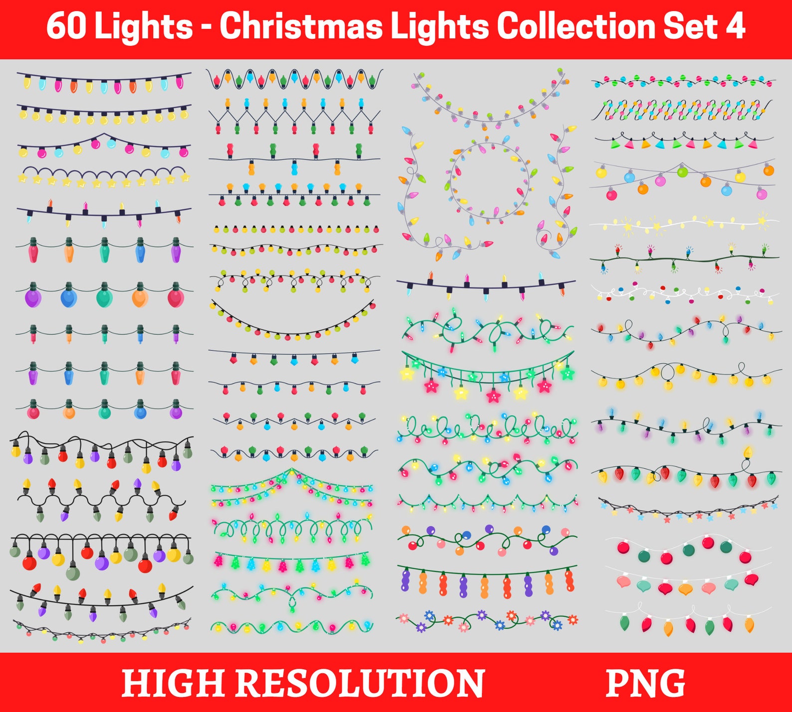 Christmas Lights SVG Christmas Lights Clipart Merry - Etsy