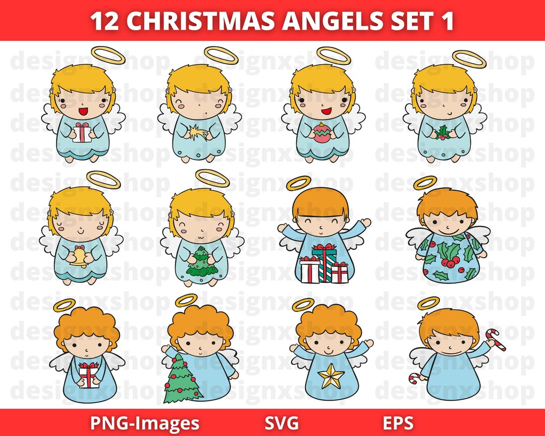 Christmas Angels Svg | Angels Bundle Svg | Angels Clipart, Christmas ...