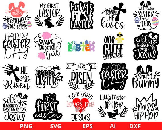 Easter Quotes SVG Easter Clipart Happy Easter Bundle Easter | Etsy