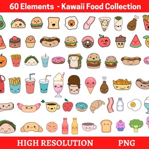 Kawaii Food Clipart Kawaii SVG Bundle Food Clipart Cute - Etsy