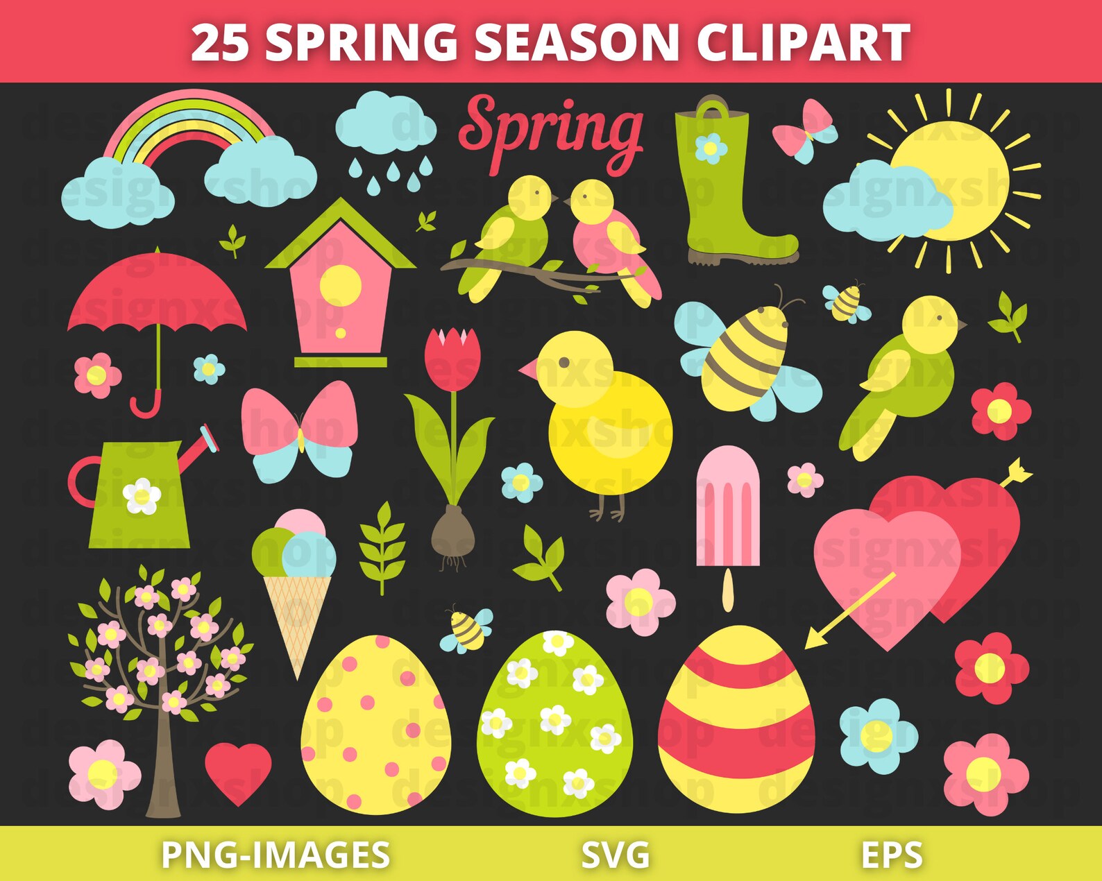 Easter Clipart, Spring Floral SVG PNG, Cricut Ready (digital Download ...