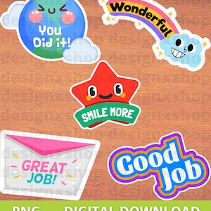 Great Job Motivational Stickers, Reward Stickers Clipart, Good Job ...