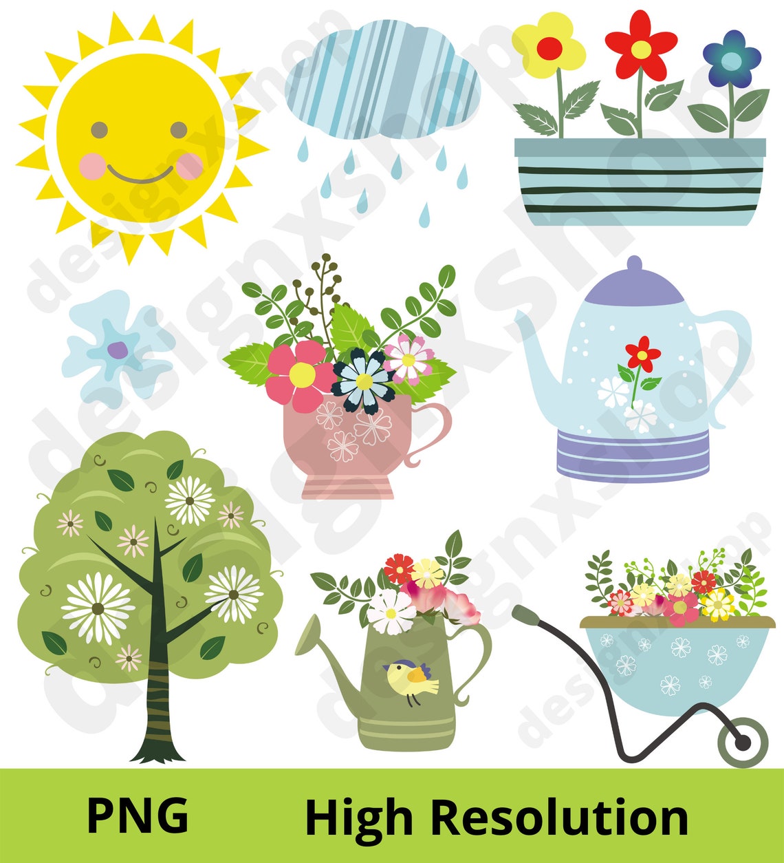 Spring Clipart Easter Clipart Flower Clipart Floral | Etsy