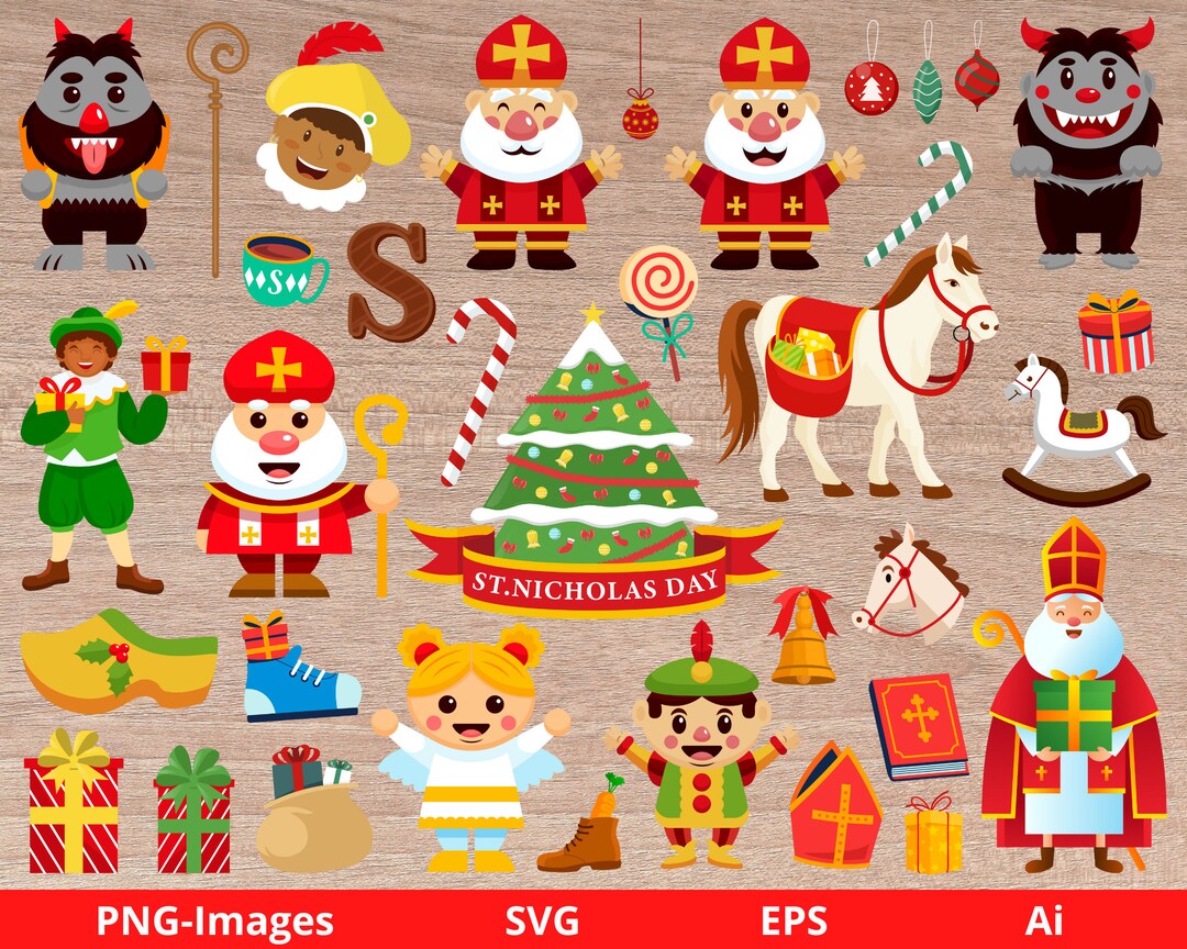 Saint Nicholas Day Clipart, Sinterklaas Clipart, Saint Nicholas SVG ...