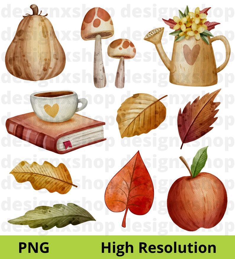 Watercolor Autumn Clipart Watercolor Fall Clipart Watercolor - Etsy