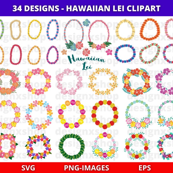 Hawaiian Flower Lei Clipart - Etsy