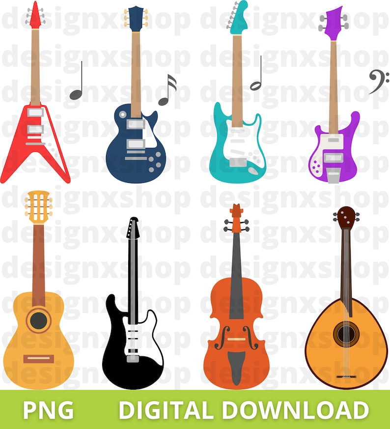 Musical Instruments Clipart | Music Bundle | Guitar | Violin | Drums ...