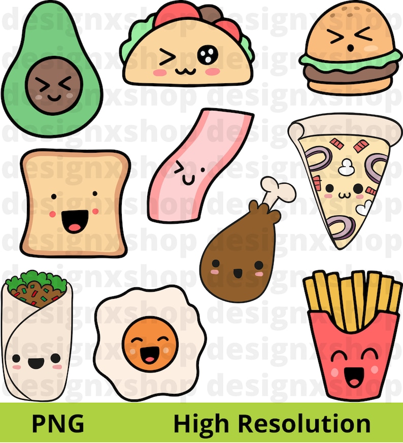 Kawaii Food Clipart Kawaii SVG Bundle Food Clipart Cute - Etsy Canada