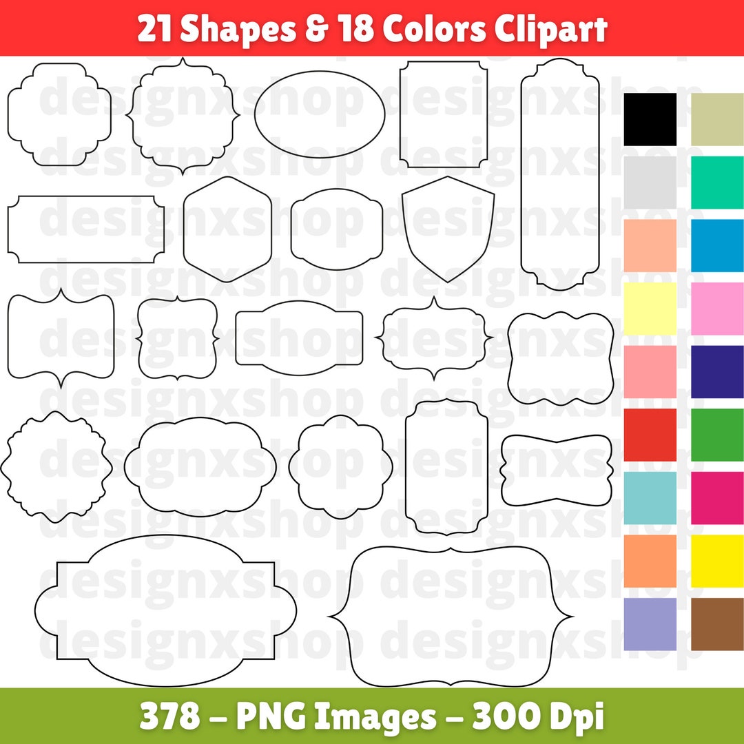 Colorful Frame Clipart Bundle: Vintage Label Frames (digital Download ...