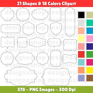 Colorful Frame Clipart Bundle: Vintage Label Frames (digital Download ...