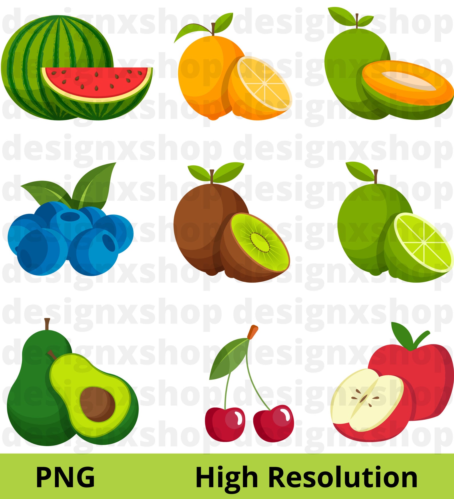 Fruits Clipart Fruit SVG Bundle Flat Summer Fruits Tropical - Etsy UK