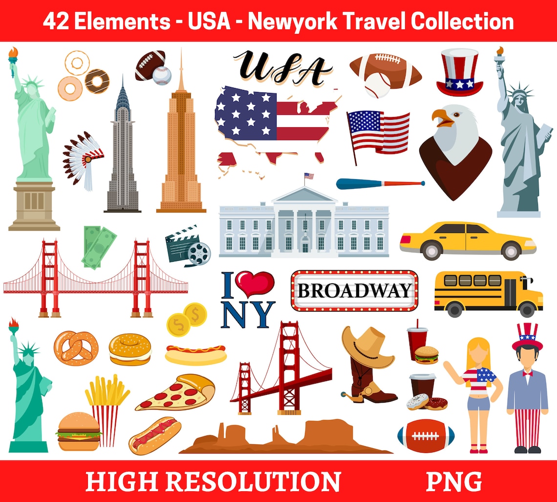 USA Clipart New York Clipart America Clipart Flag Clipart - Etsy