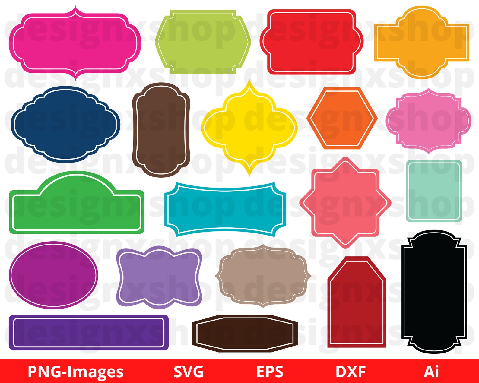 Frames Clipart Colorful Frames Labels Tags Rainbow - Etsy