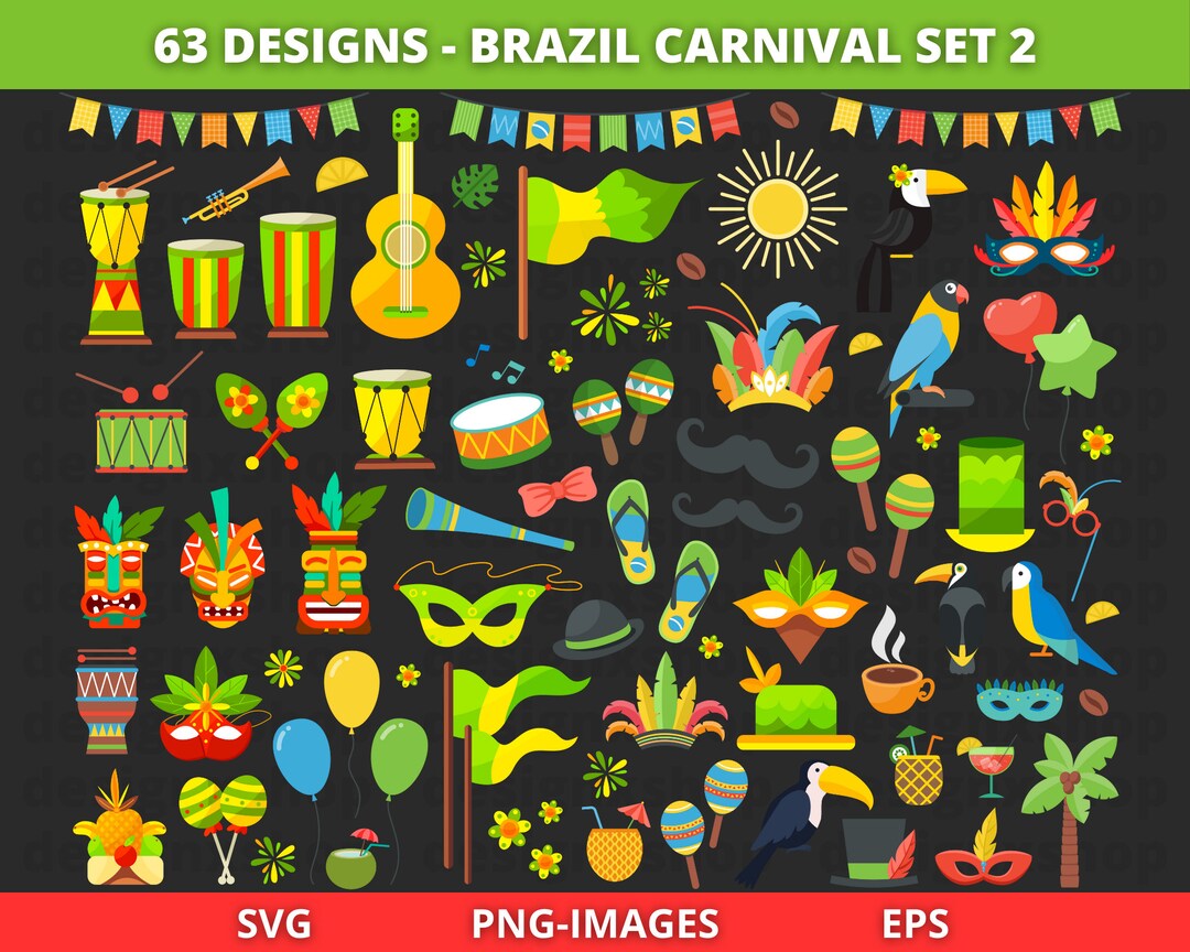 Brazil Clipart, Carnival Clipart, Rio Clipart, Fiesta Clipart, Brazil ...