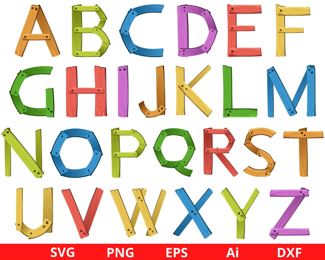 Wood Alphabet Clipart, Wood Letters, Wood Font, Wooden Letters Clipart ...