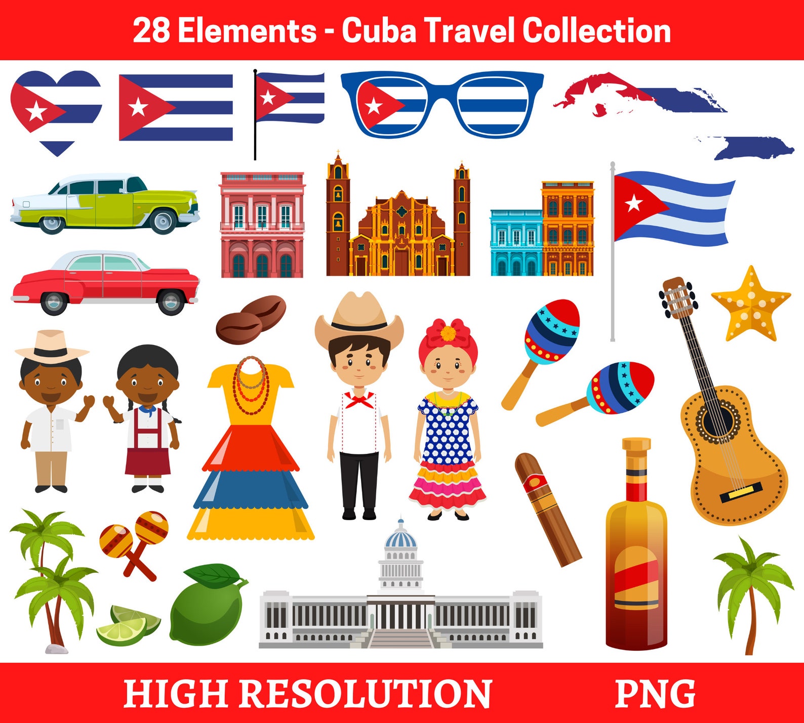 Cuba Clipart Havana Clipart Travel Clipart Country Clipart - Etsy