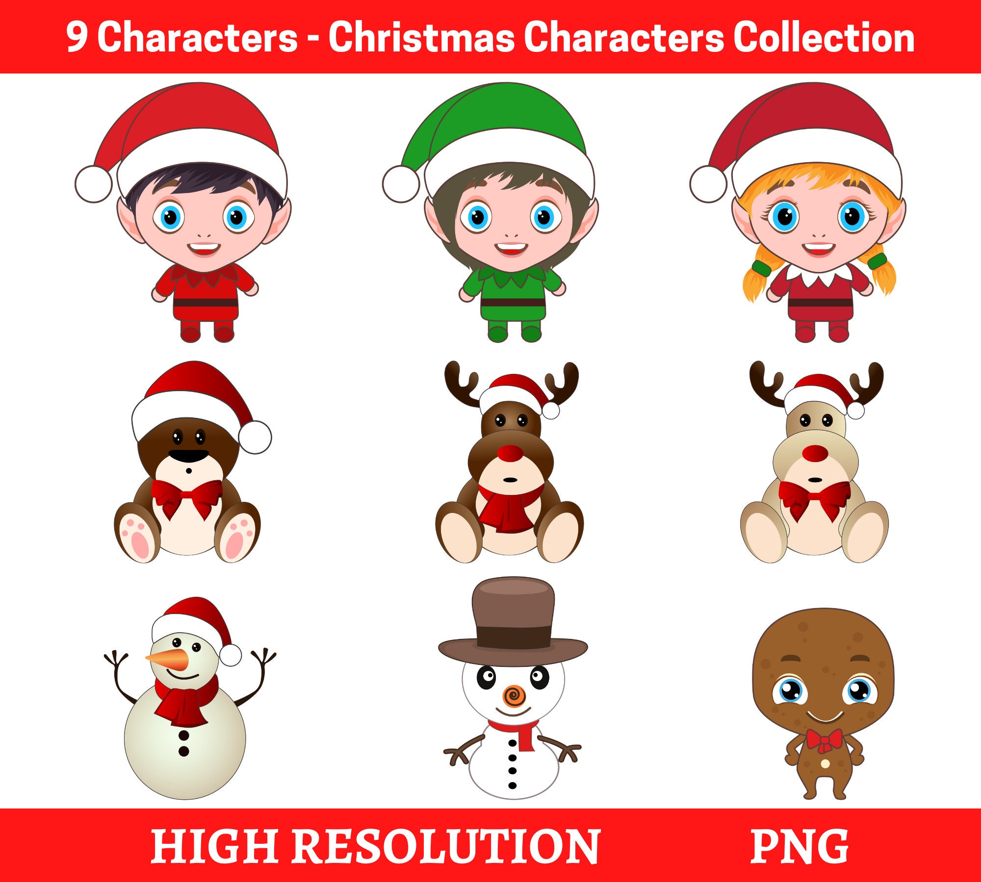 Christmas Characters Clipart Christmas Clipart Reindeer Svg - Etsy