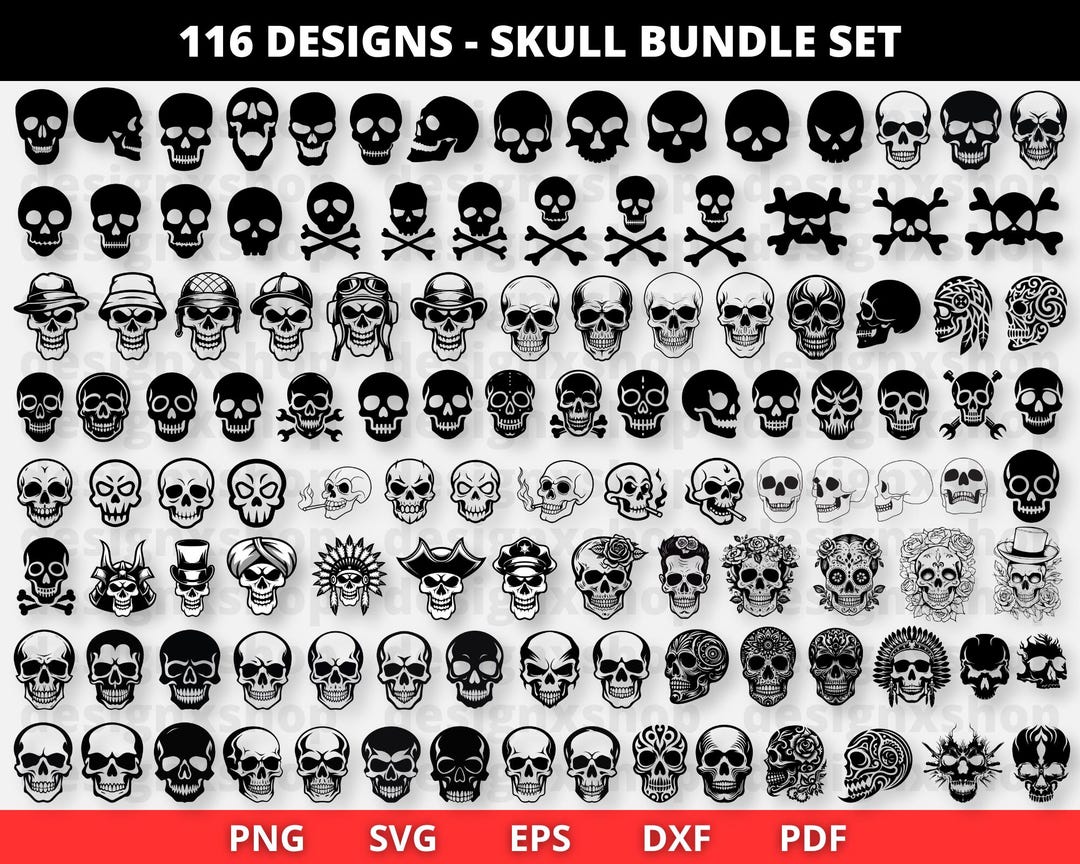 Skull Svg Bundle, Skull Png Files, Sugar Skulls Svg, Skull Clipart, Svg ...