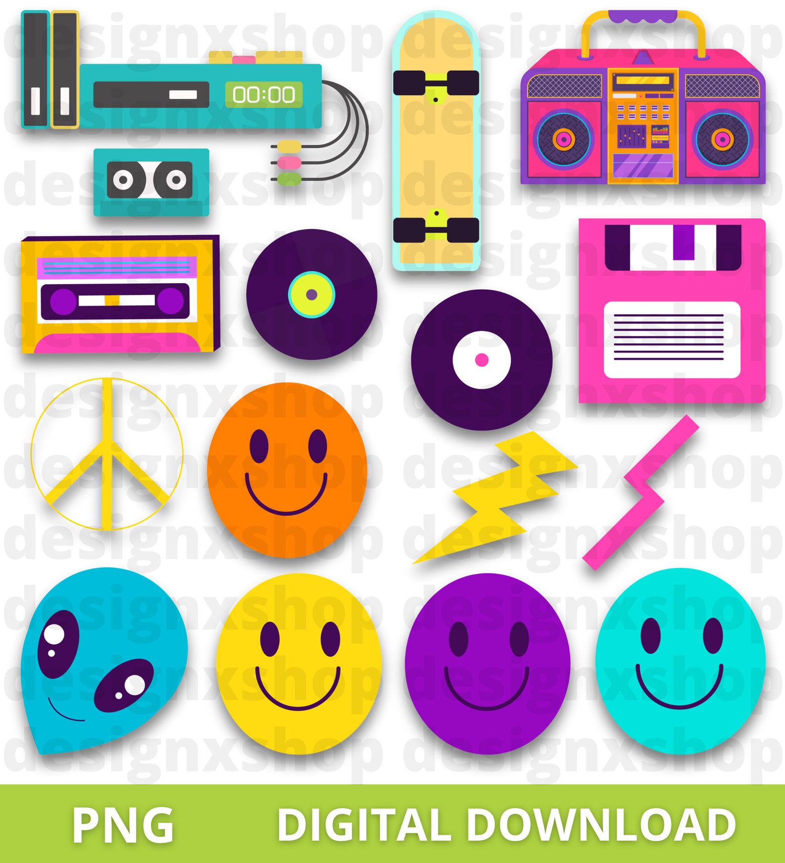 Retro 80s Digital Files, Nostalgic 90s Digital Files, Groovy, Decades ...